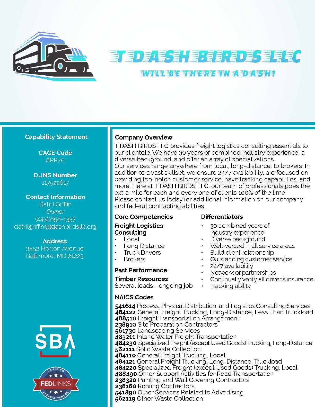 T DASH BIRDS LLC